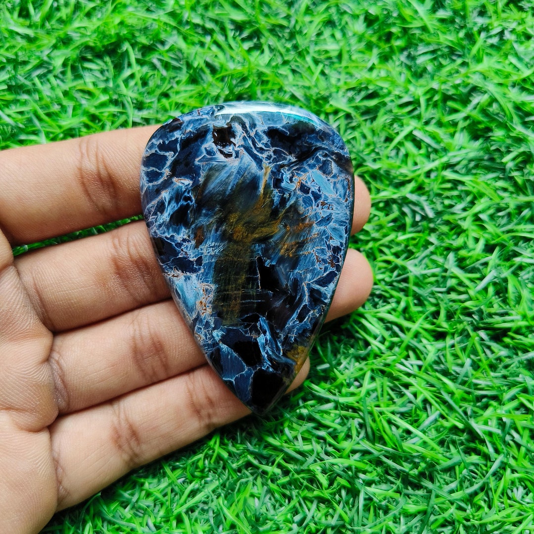 Natural Blue Fire Pietersite Oval Cabochon: Loose Gemstone (66x45x6 MM ...