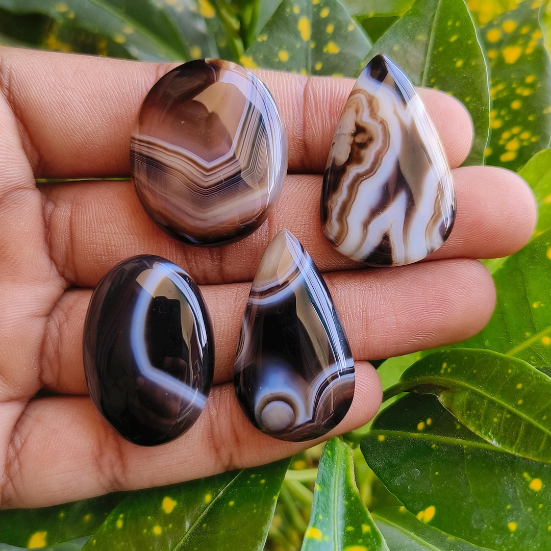 AAA + Grade || Black Banded Agate Gemstone Lot, Banded Agate Cabochon ...