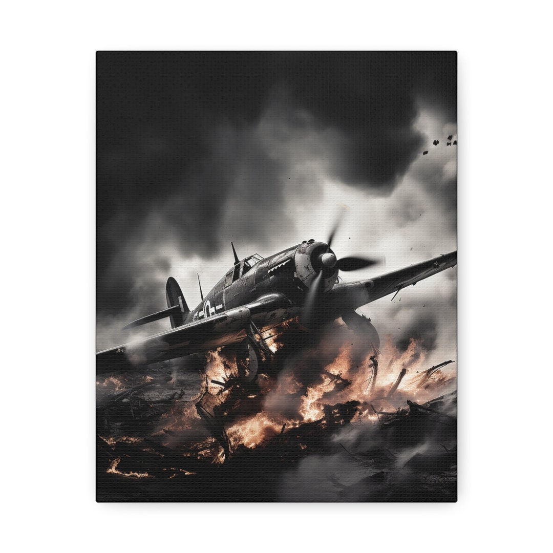A Black and White Picture of A Spitfire With Coloured Flames Stretched ...