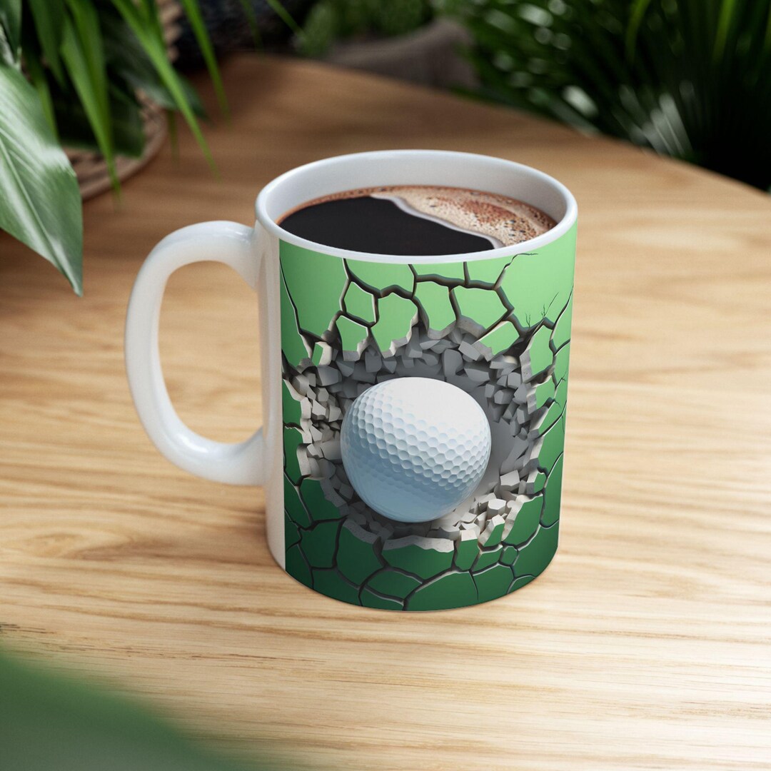 Cool 3D Golf Ball Design Ceramic Mug, (11oz, 15oz) | Perfect Gift for ...