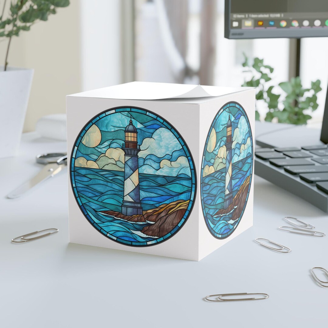 Nautical Lighthouse Note Cube 700 Adhesive Sheets Nautical-themed Memo ...