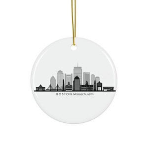 Boston Massachusetts City Skyline Christmas Holiday Ornament Gift ...
