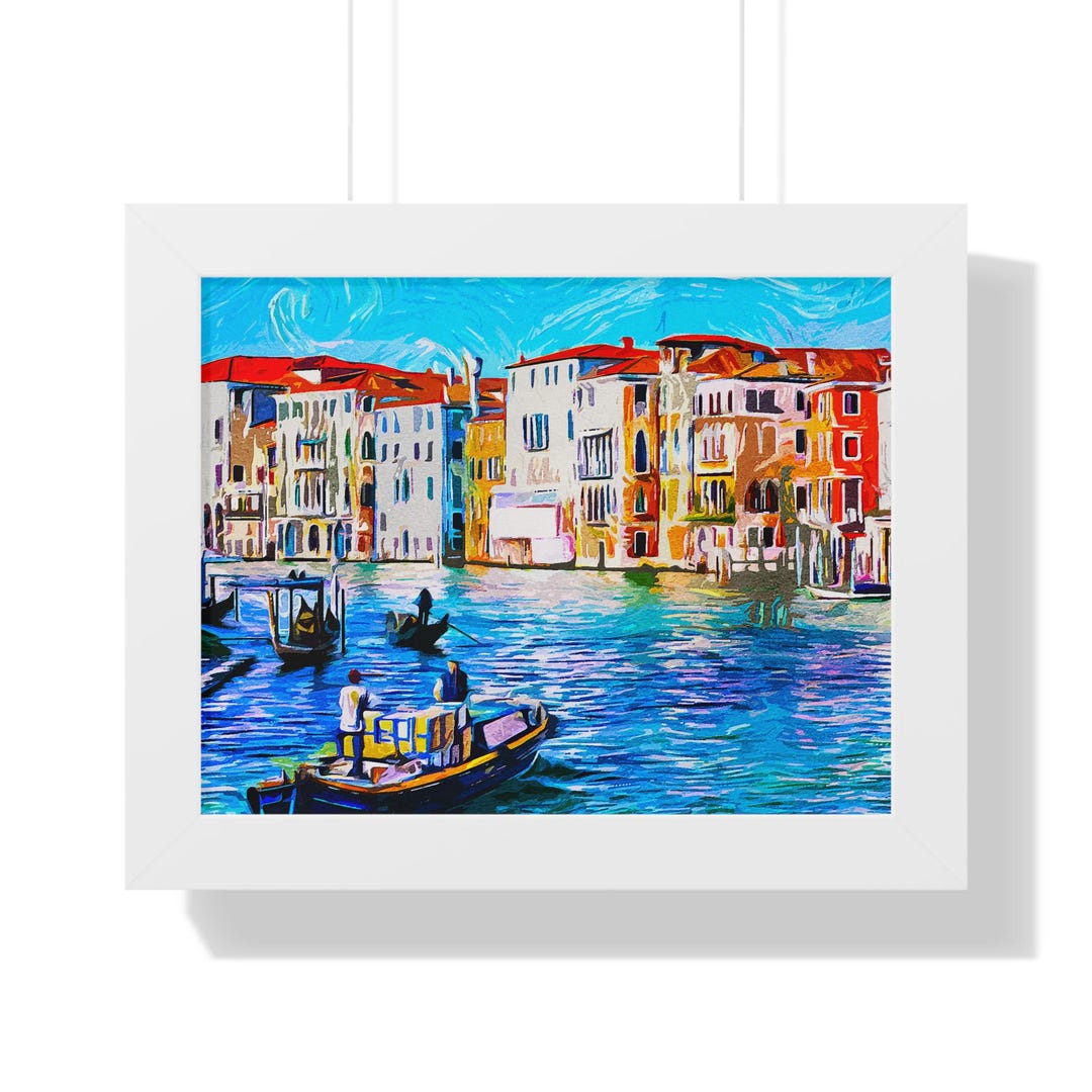 Venice Italy Framed Horizontal Poster Oil Painting Print, Wall Art ...