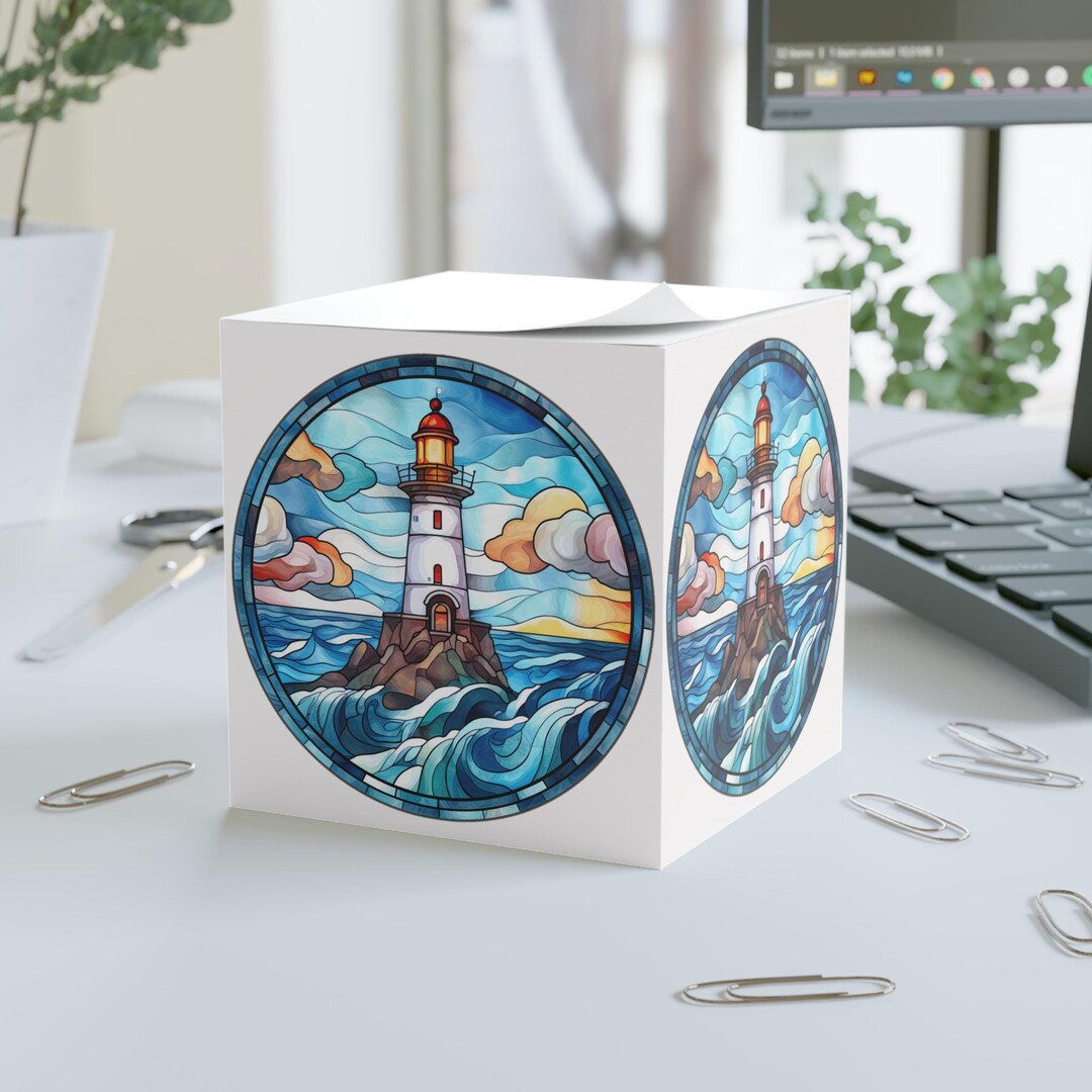 Nautical Lighthouse Note Cube 700 Adhesive Sheets Nautical Themed Memo ...