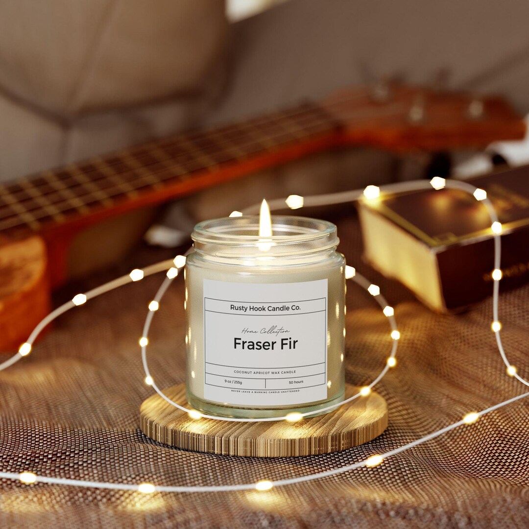 Rusty Hook Candle Co. 9oz Fraser Fir A Coconut Apricot Wax Candle Hand ...
