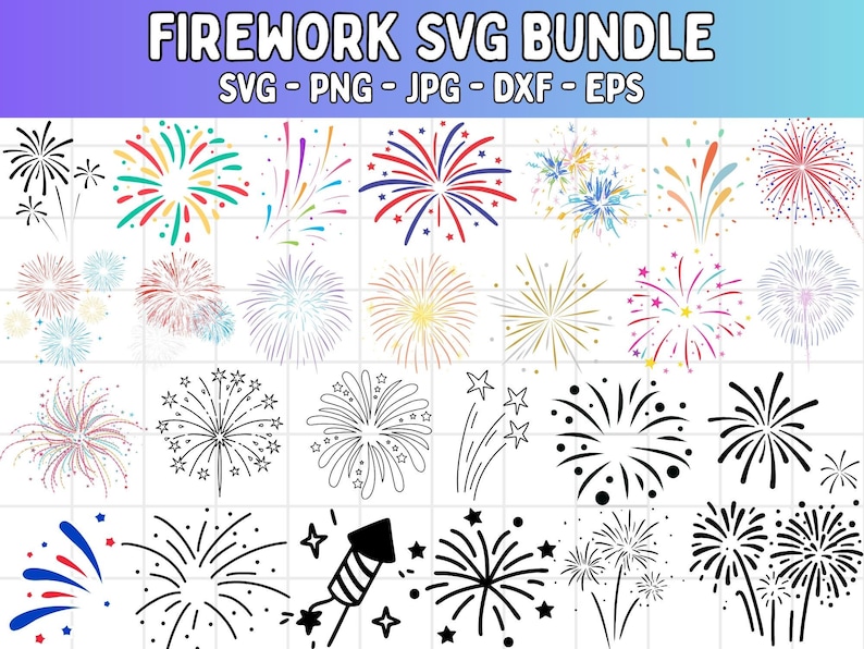 Fireworks SVG Bundle,new Year Svg,cut File for Cricut,fireworks Clipart ...
