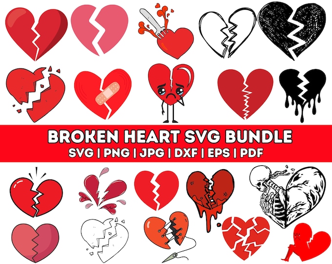 Broken Heart Clipart , Broken Heart Svg , Broken Heart Svg Bundle ...