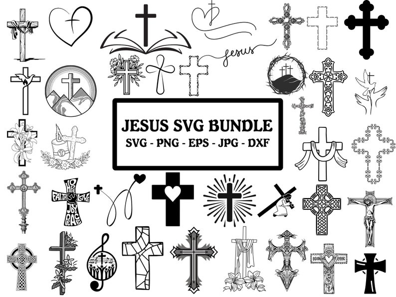 Christian Cross SVG Bundle: Faith, Distressed, Religious Clipart ...