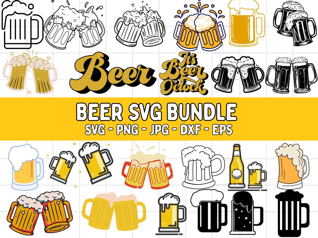 Beer SVG Clipart Bundle: Craft Beer, Mugs, Bottles (digital Download ...