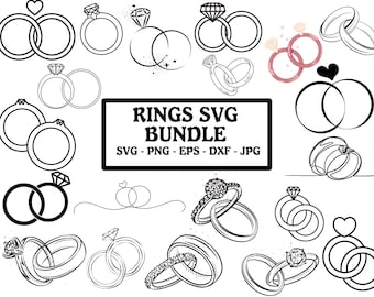Marriage Rings Svg Bundle, Ring Svg, Wedding Svg, Clipart, Silhouette ...