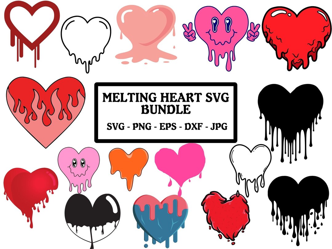 Dripping Heart SVG, Love SVG, Hearts Svg, Melting Heart SVG, Black ...