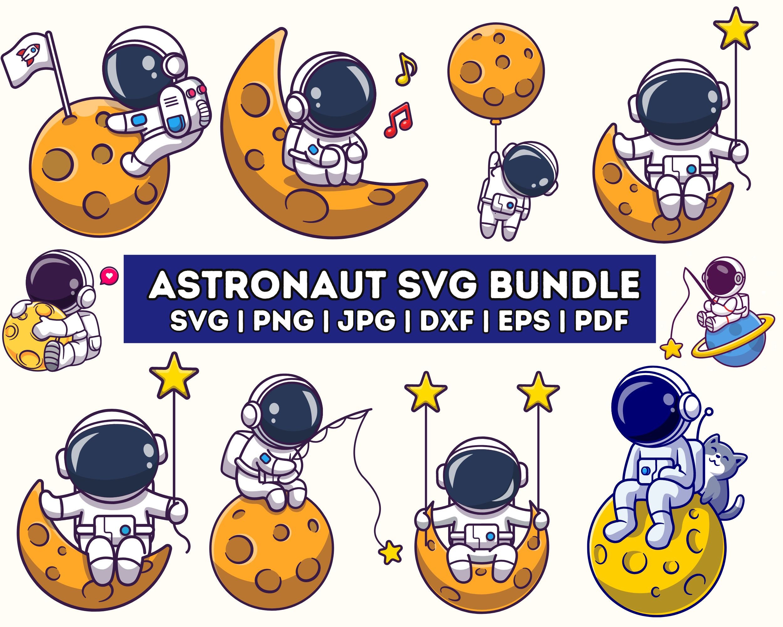 Astronaut Svg Png Bundle, Astronaut With Rocket Svg, Kid Astronaut Svg ...