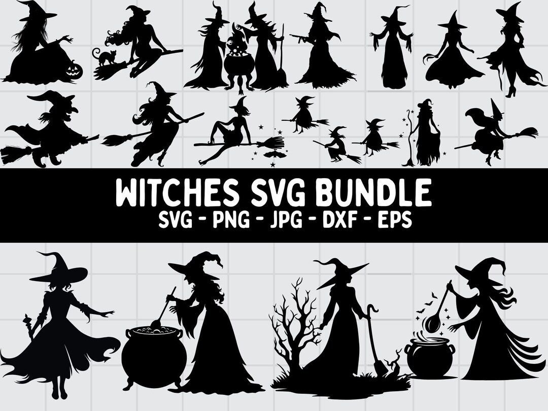 Witch SVG Bundle: Halloween Clipart, Silhouette, Cut Files (instant ...