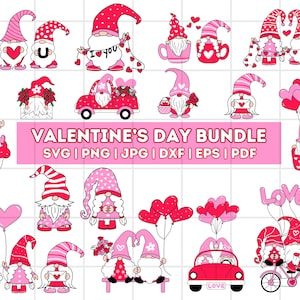 Valentine Gnomes SVG Bundle, Valentine Gnomes Quote SVG, Valentine ...