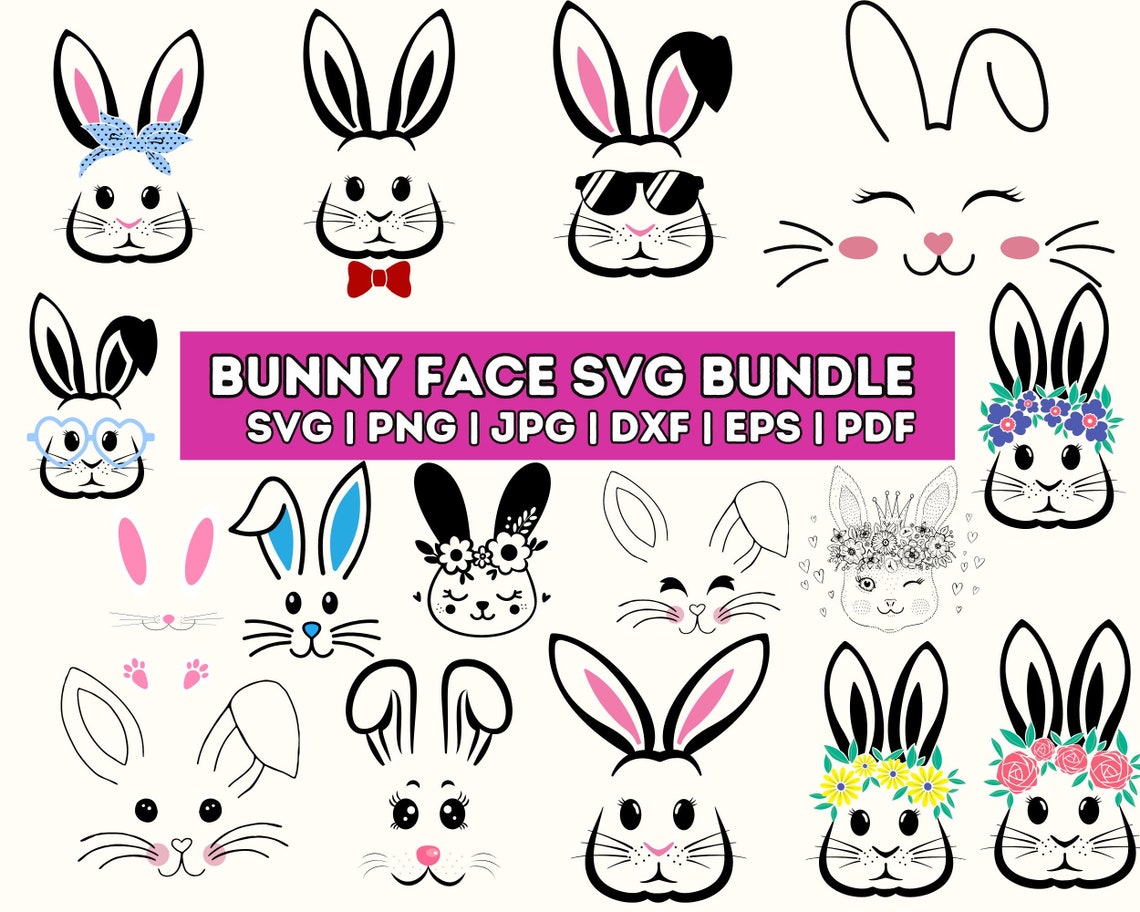 Easter Bunny SVG, Bunny Face Svg, Bunny Ears Svg, Bunny Monogram Svg ...