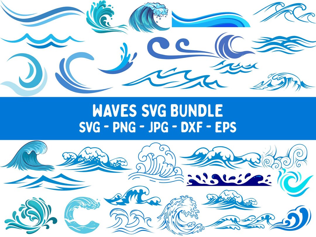 Wave Svg Bundle, Water Waves Svg, Ocean Waves Svg, Drop Svg, Tidal ...