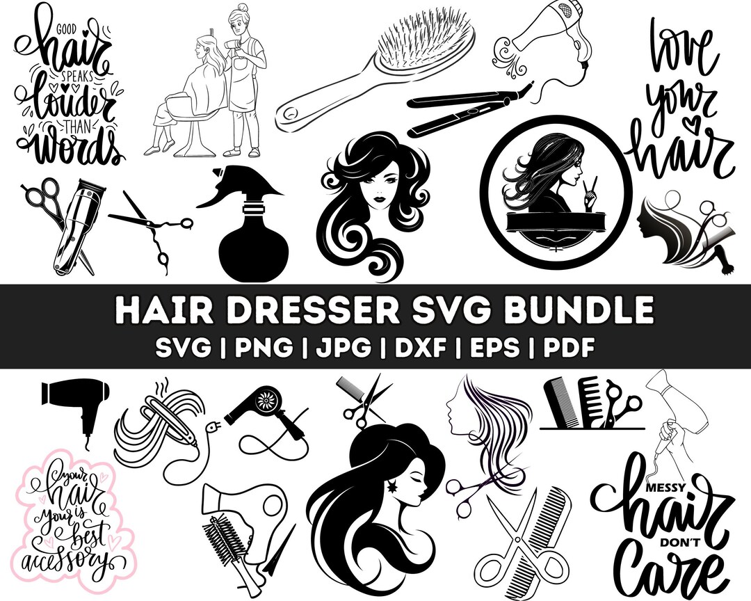 Hairdresser SVG / Barber Tools Svg / Commercial Use / Monogram Frames ...