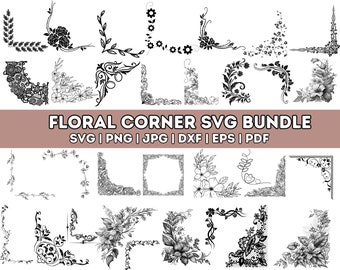 Corner Svg Bundle, Corner Svg, Floral Corner Svg Files, Decorative Page ...