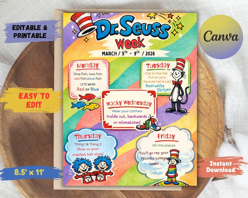 Editable Dr. Seuss Template | School Reading Flyer | Printable ...