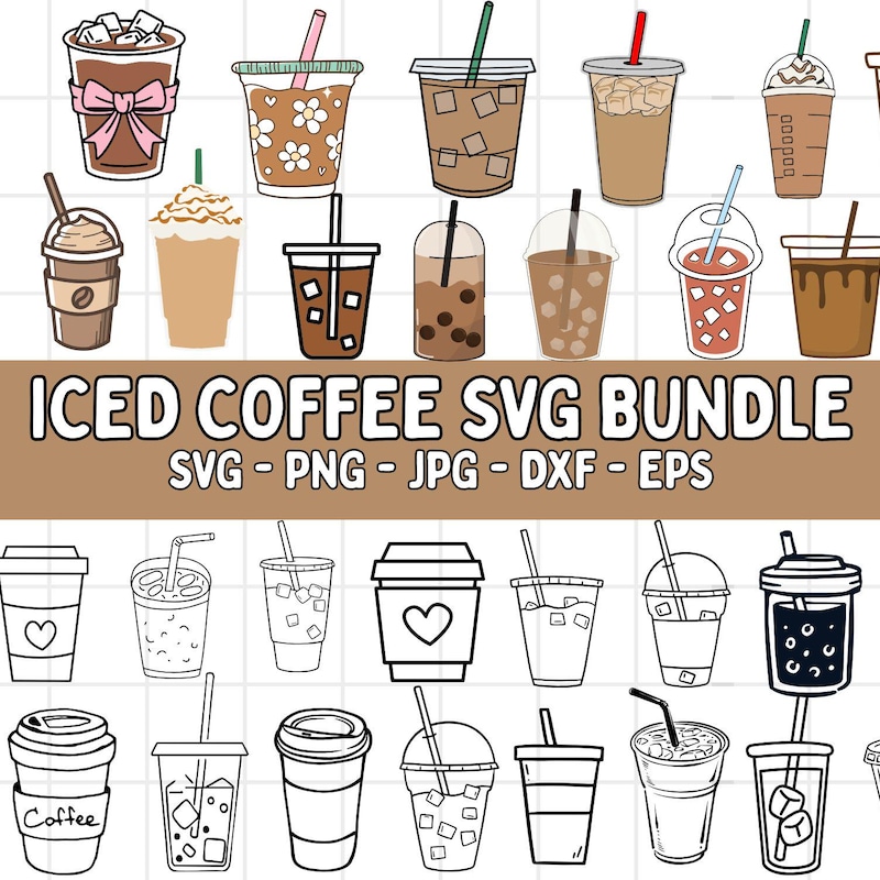 Iced Coffee Clipart - Etsy