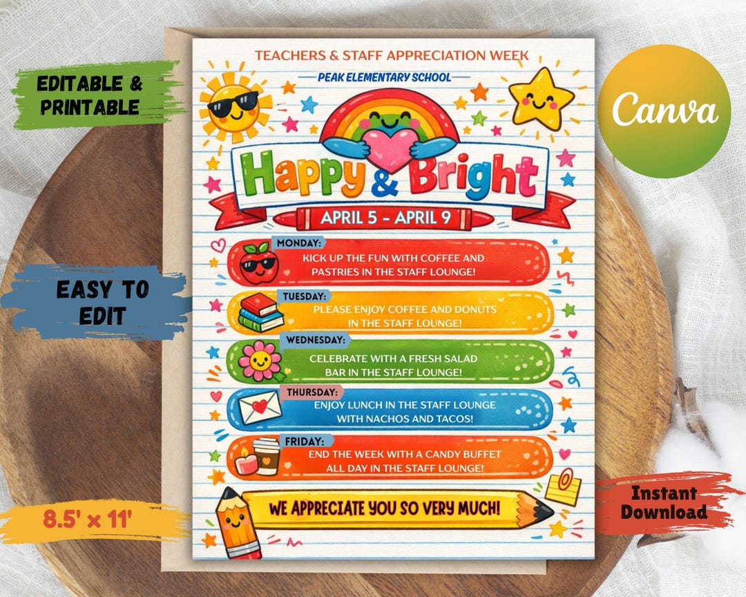 Teacher Appreciation Week Flyer | Editable Canva Template (8.5x11 ...