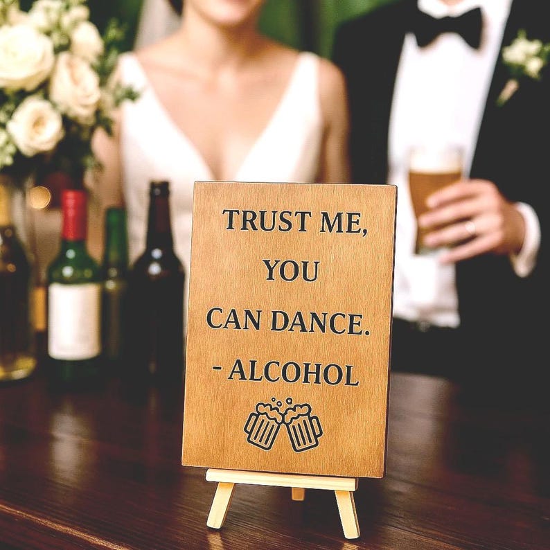 Personalized Wedding Bar Sign – Rustic Wooden Sign With Easel – Custom ...