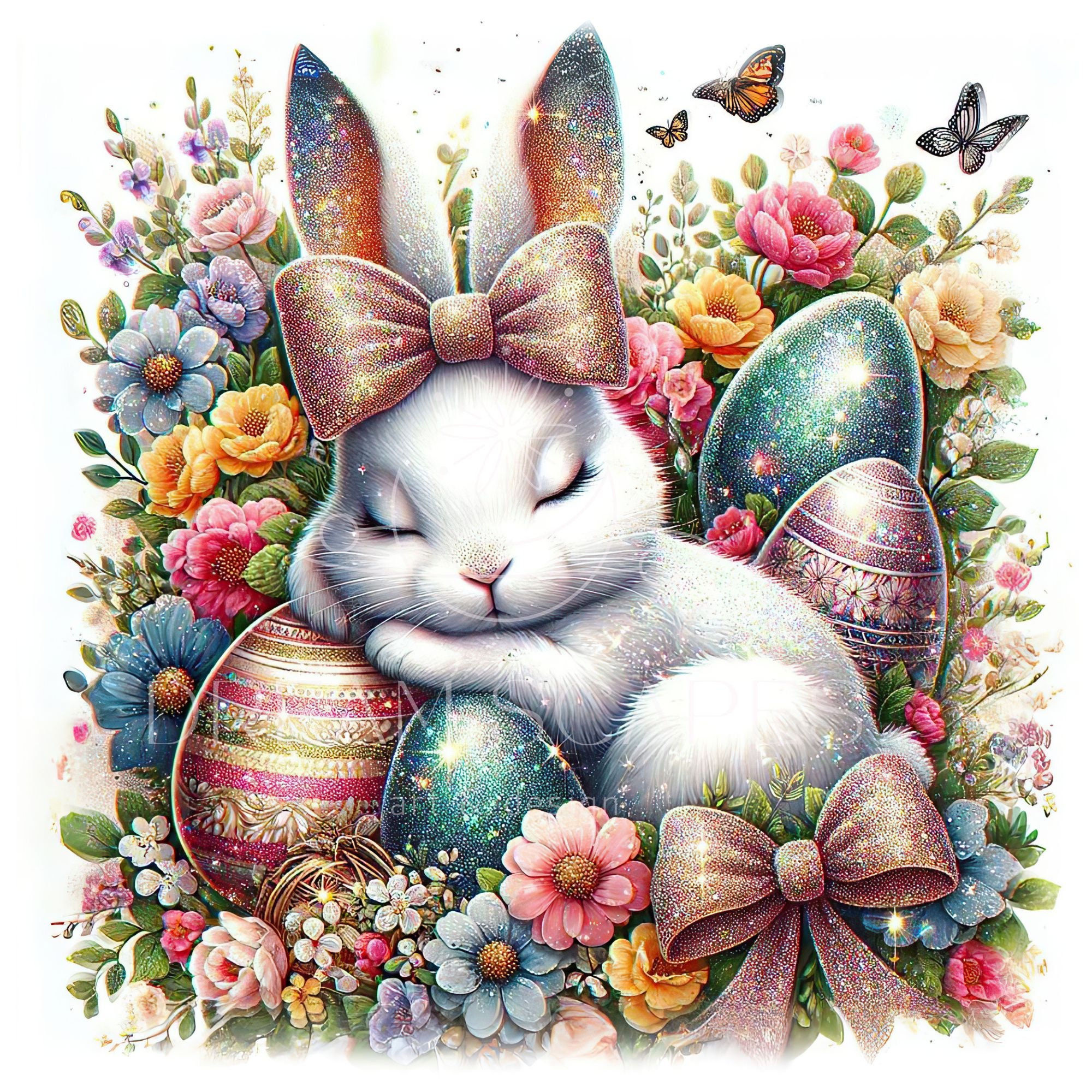 16 Watercolor Easter Sparkling Jpgs, Bunny, Lamb, Chick, Spring Decor ...