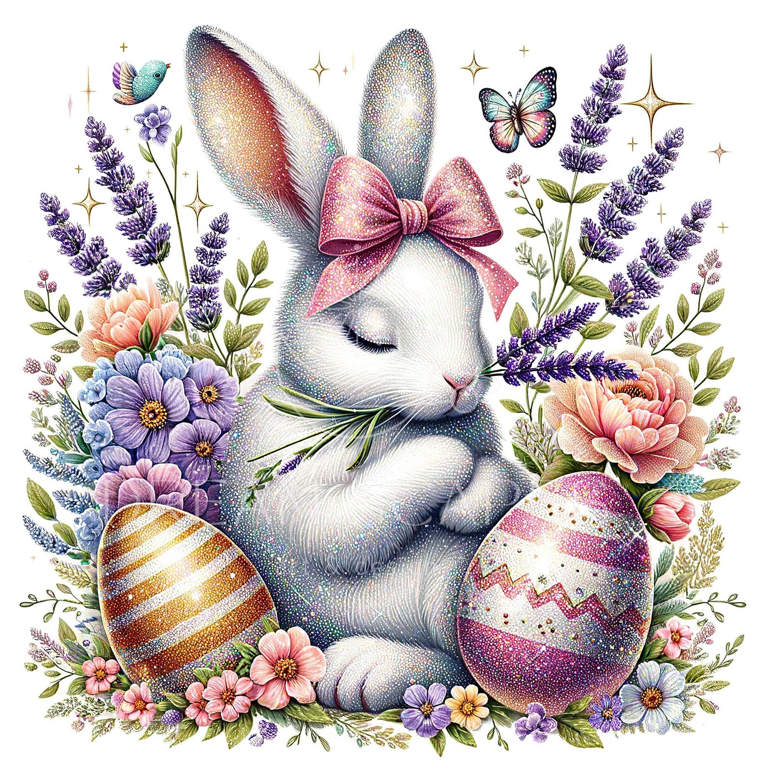 16 Watercolor Easter Sparkling Jpgs, Bunny, Lamb, Chick, Spring Decor ...