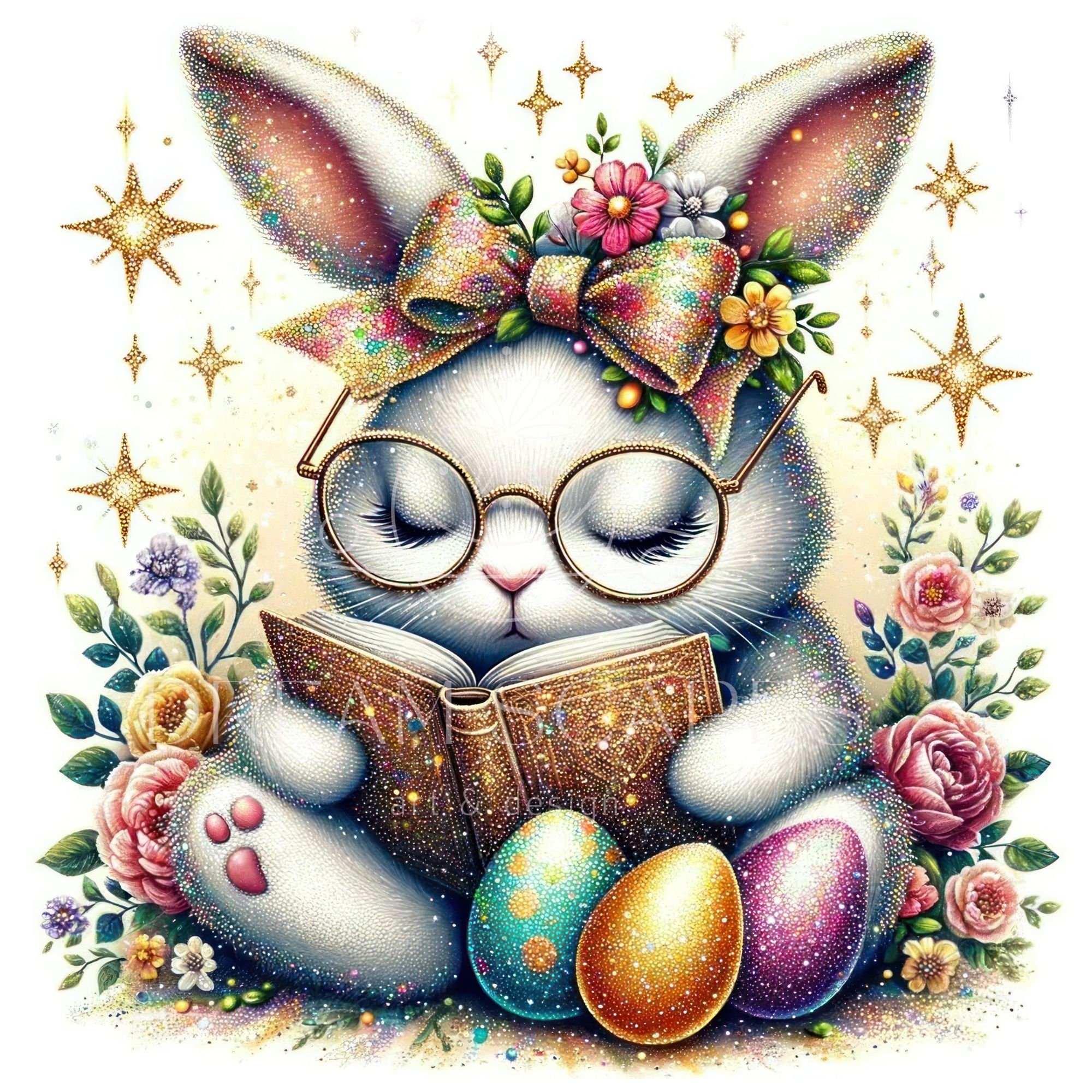 16 Watercolor Easter Sparkling Jpgs, Bunny, Lamb, Chick, Spring Decor ...