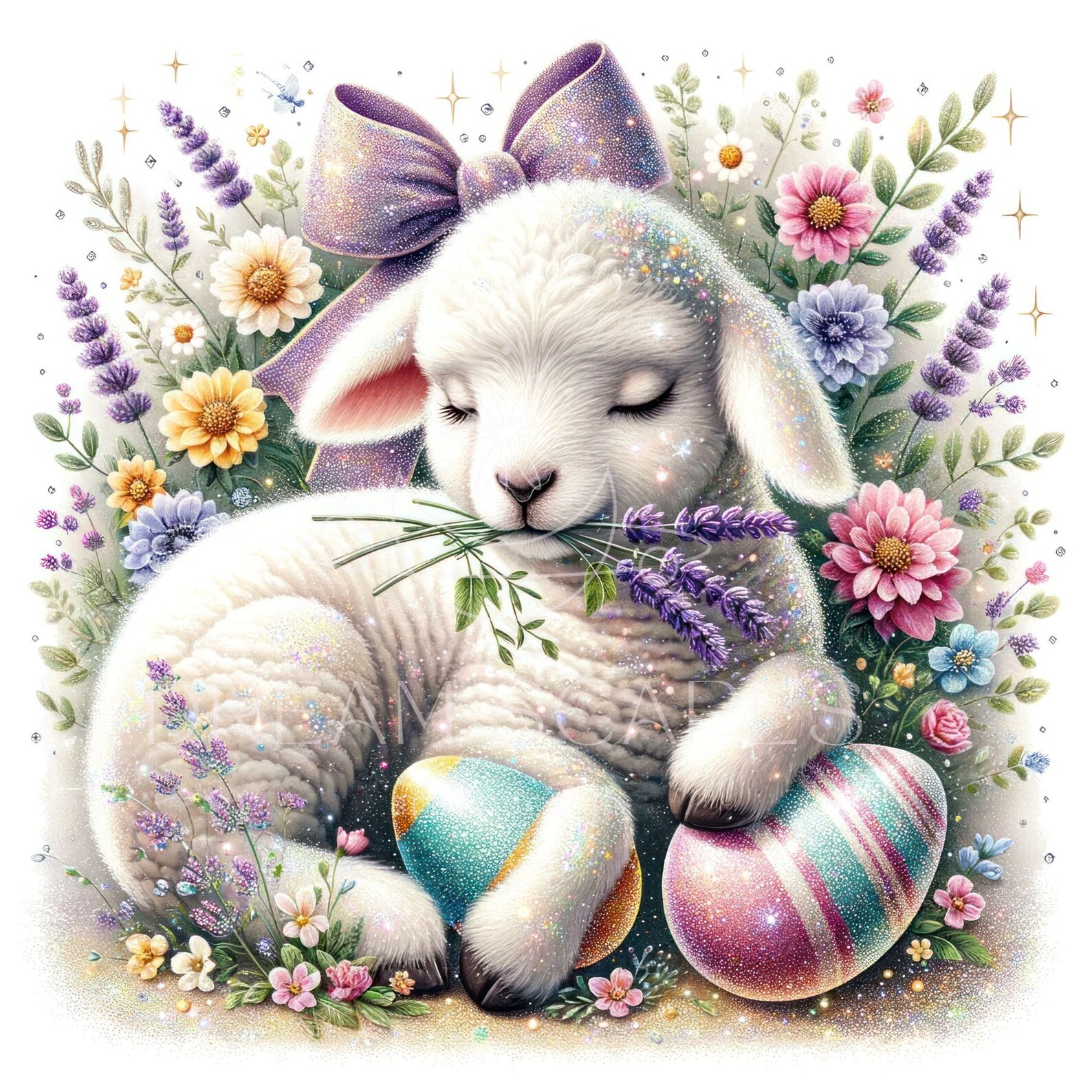16 Watercolor Easter Sparkling Jpgs, Bunny, Lamb, Chick, Spring Decor ...
