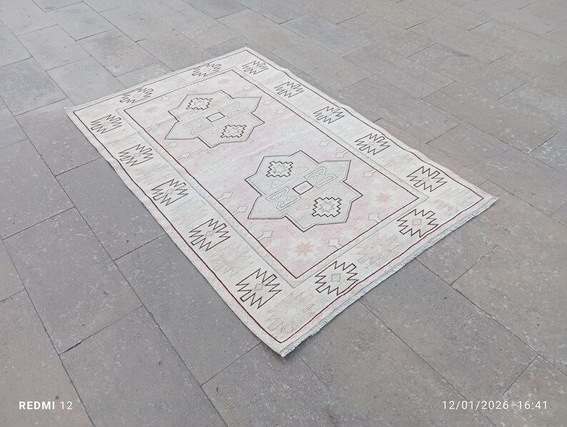 3x5 Vintage Neutral Turkish Rug, Hand-knotted Wool Rug, 3x5 Small ...