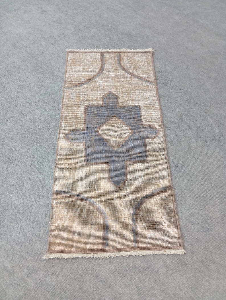 Vintage Turkish Oushak Rug 2x4 Handmade Small Doormat (1.8x3.8 Ft) Tax ...