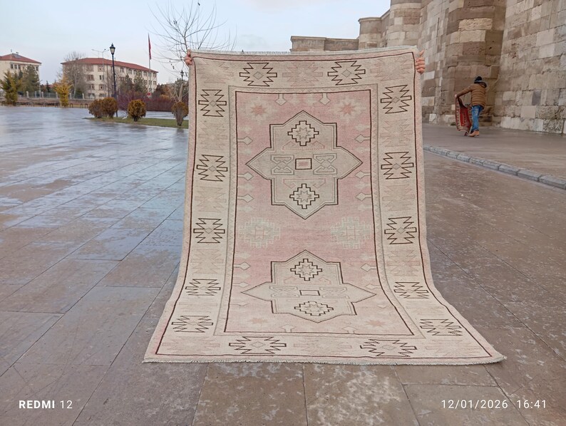 3x5 Vintage Neutral Turkish Rug, Hand-knotted Wool Rug, 3x5 Small ...