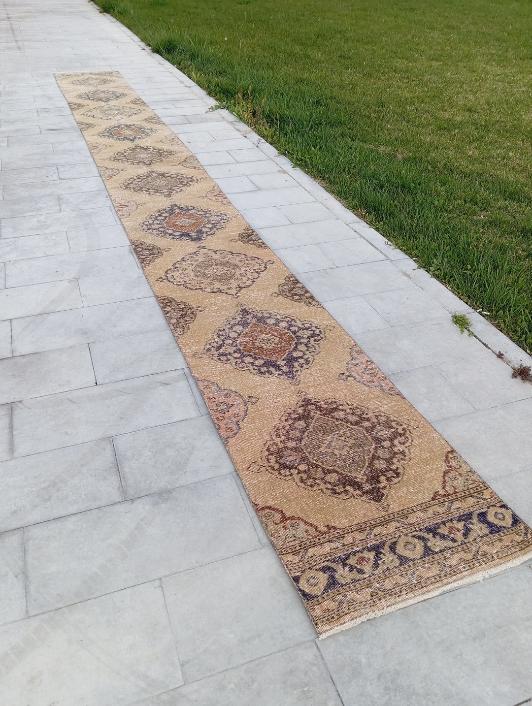 2x23 Extra Long Runner,23 Extra Long Beige Brown Turkish Runner, Stair ...