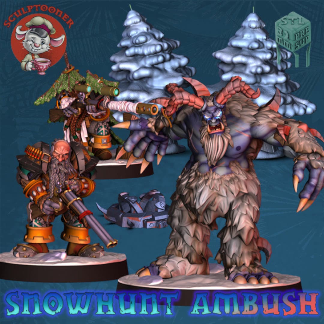Dnd Warcraft Mini Campaign Dwarf Hunter Miniatures Bundle Yeti Set ...