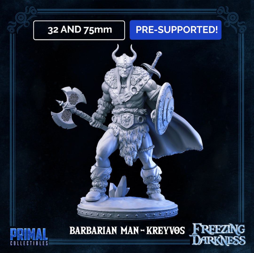 Dnd Human Barbarian Viking Miniature for D&D Hero Character for ...
