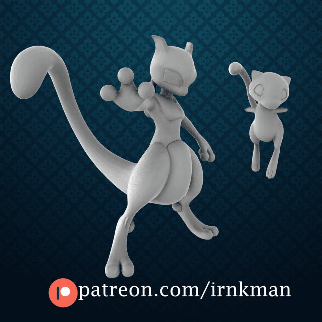 Mewtwo Pokemon Miniature Psychic Miniature Kaijumon 3D Printed ...