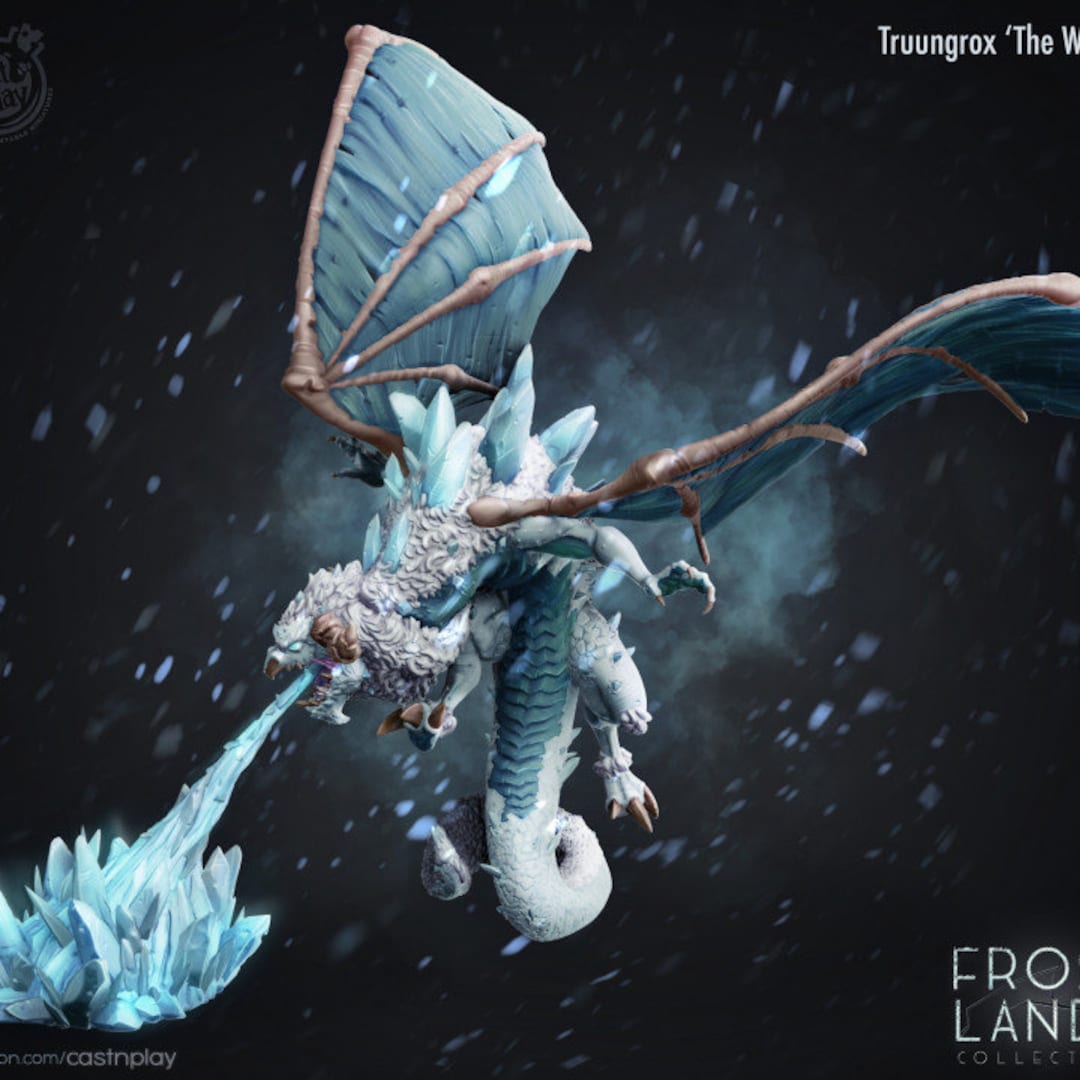 Dnd Frost Ice White Dragon Miniature D&D Huge Enemy Mini for Dungeons ...