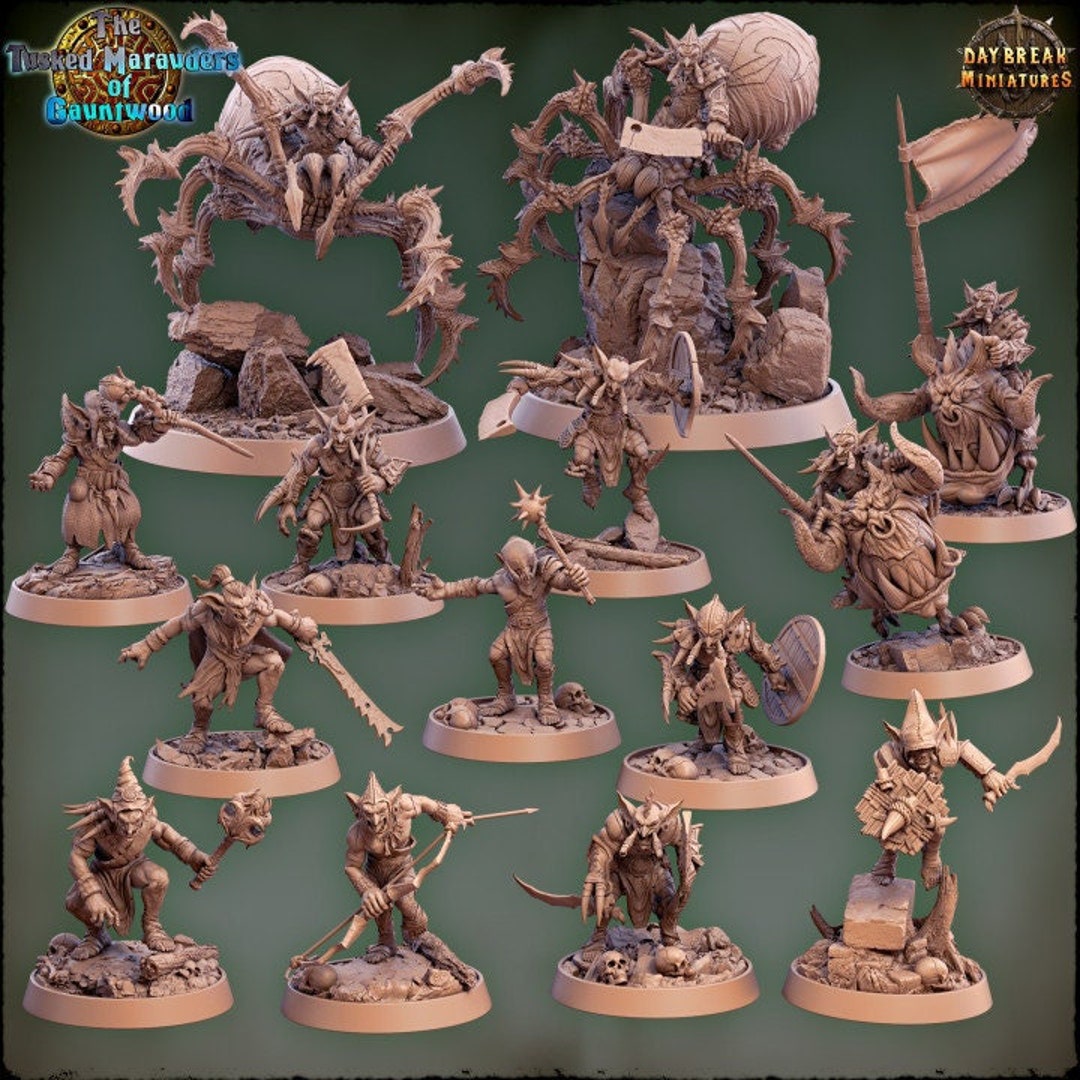 Dnd Goblin Raider Enemy Miniatures Bundle Orc Mini for Dungeons and ...