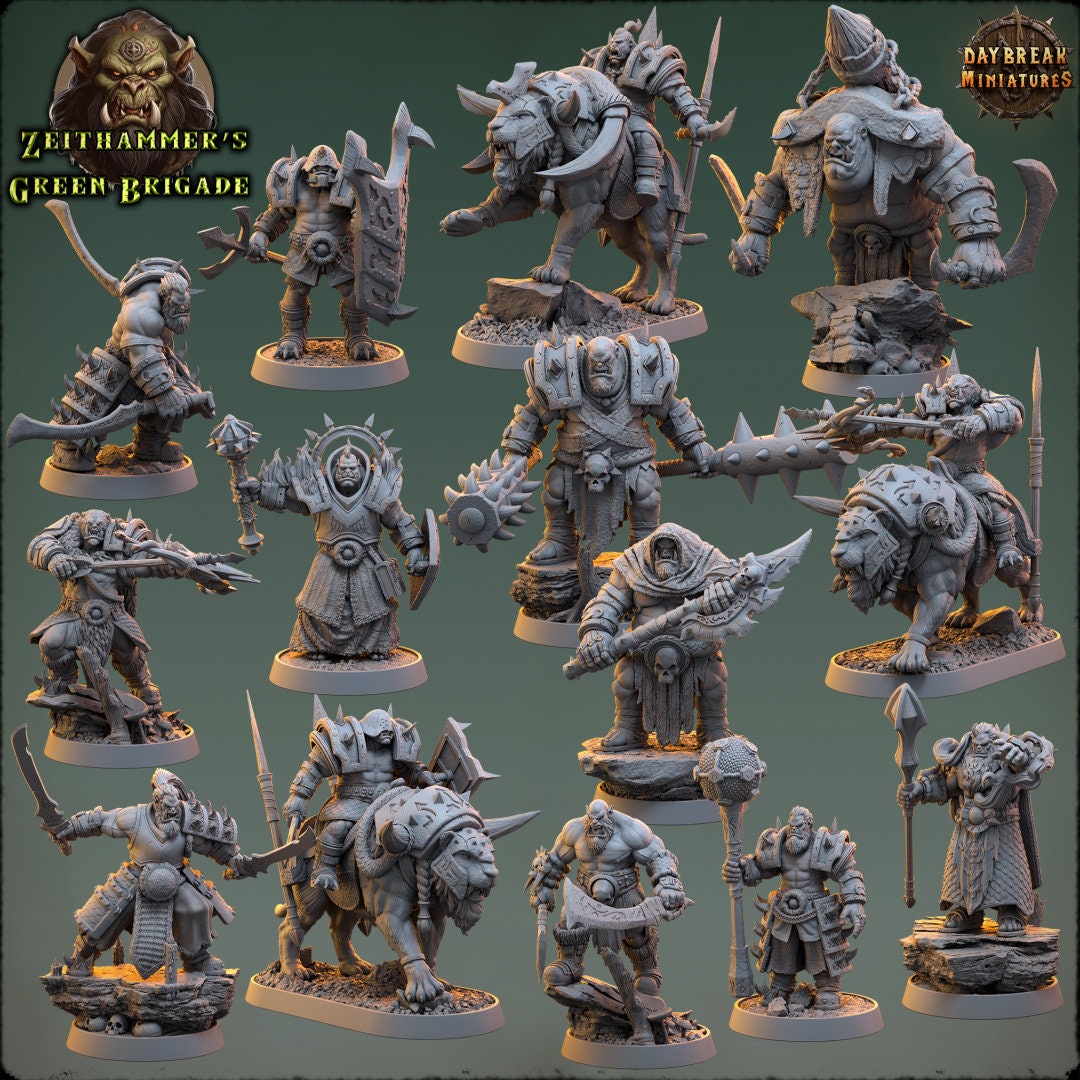 Dnd Orc Barbarian Miniatures Bundle Enemy Warband Mini for Dungeons and ...