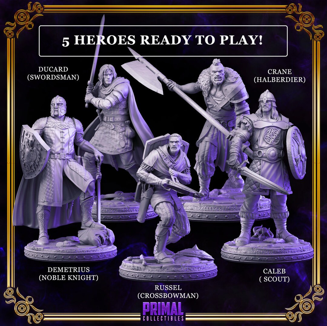 Dnd Playable Characters Male Miniatures Bundle Set Dungeons and Dragons ...