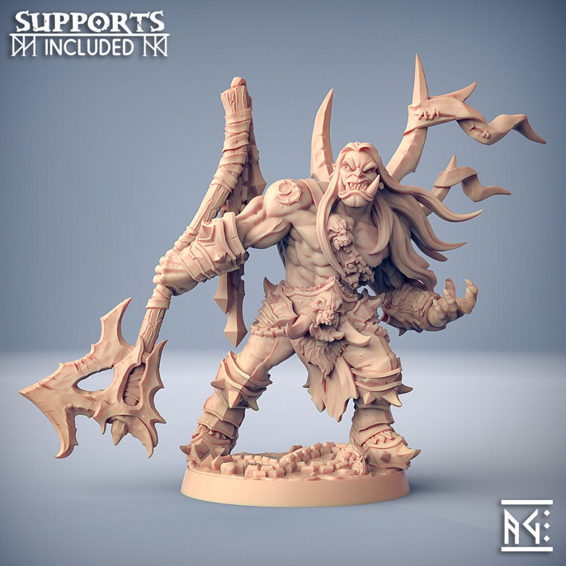 Dnd Orc Barbarian Miniature Orc Warband Leader Mini for Dungeons and ...