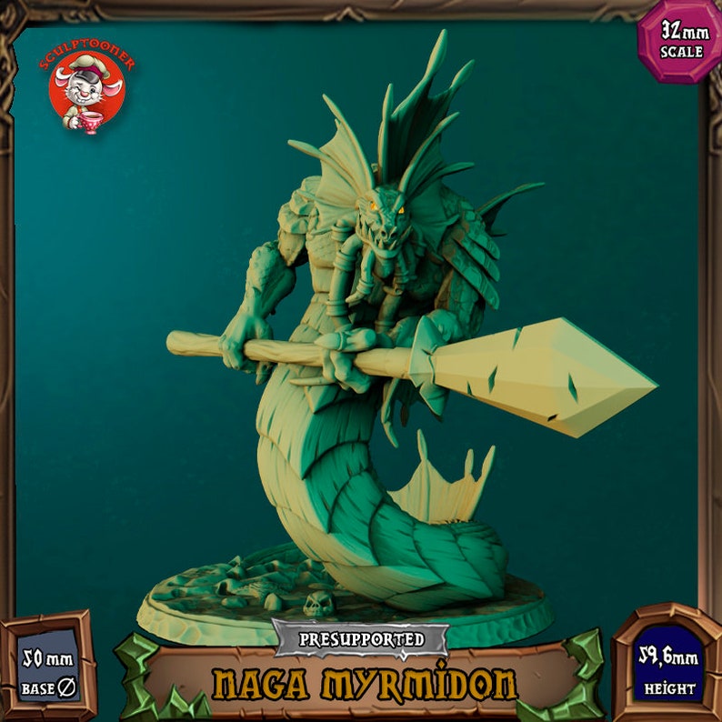 Dnd Warcraft Naga Miniatures Bundle Water Set Dungeons and Dragons Mini ...