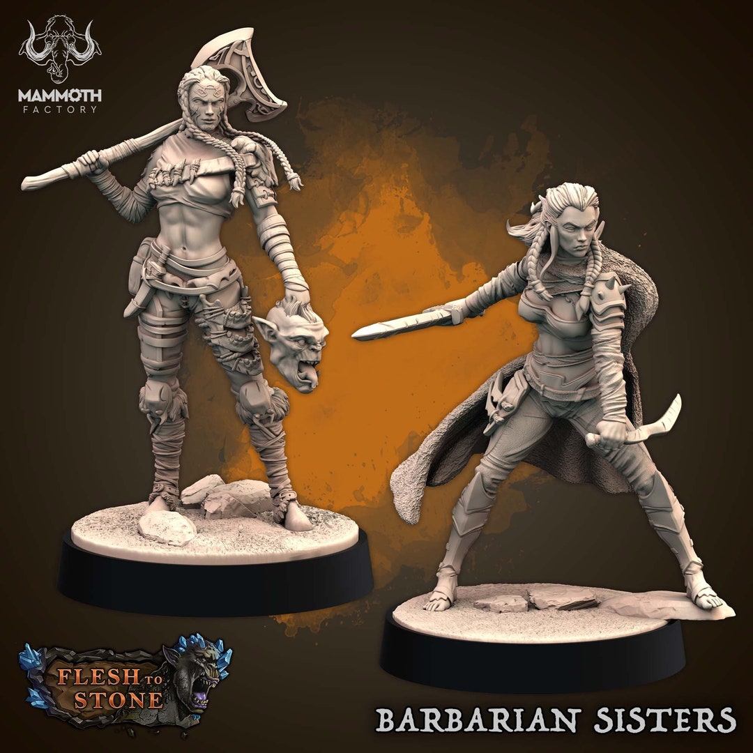 Dnd Female Barbarian Miniature for Dnd Minis Fighter Characters Mini ...