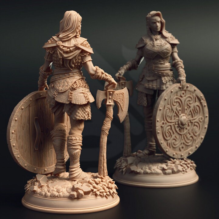 Dnd Human Paladin Miniature for D&D Viking Shield Maiden Character for ...