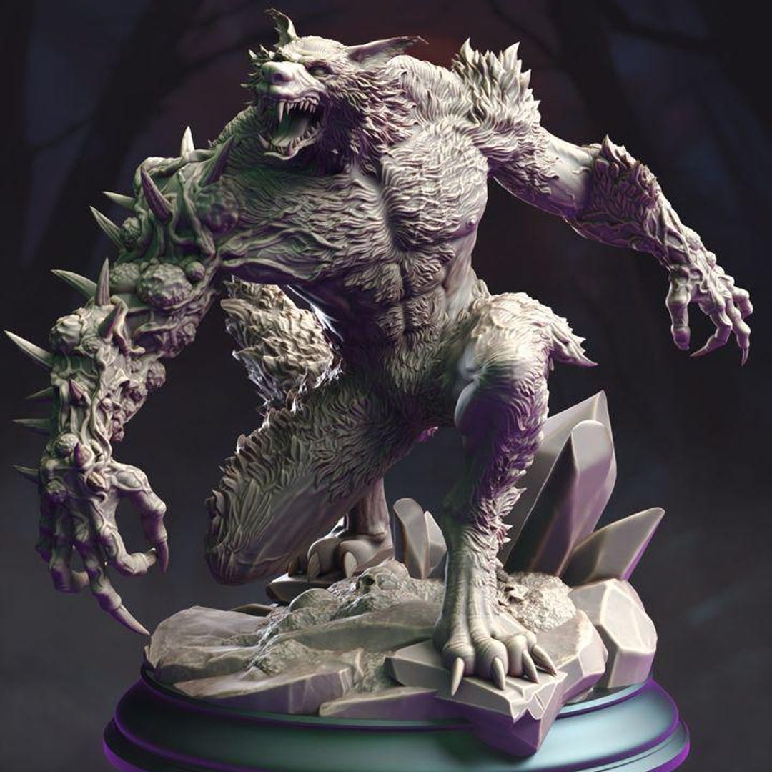 Dnd Werewolf Miniature Evil Shapeshift Mini Dnd Enemy Miniatures ...