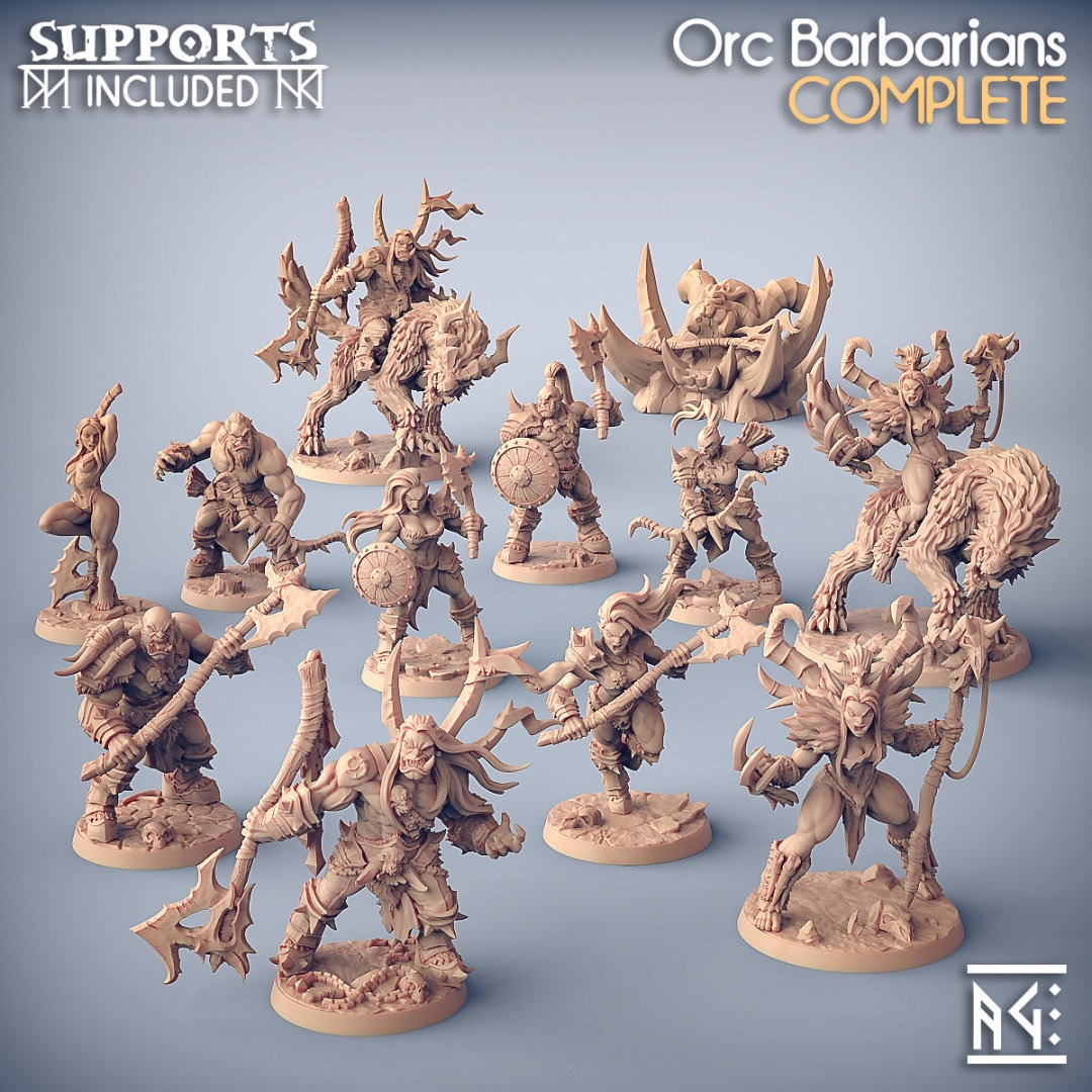 Dnd Orc Barbarian Miniatures Bundle Orc Warband Mini for Dungeons and ...
