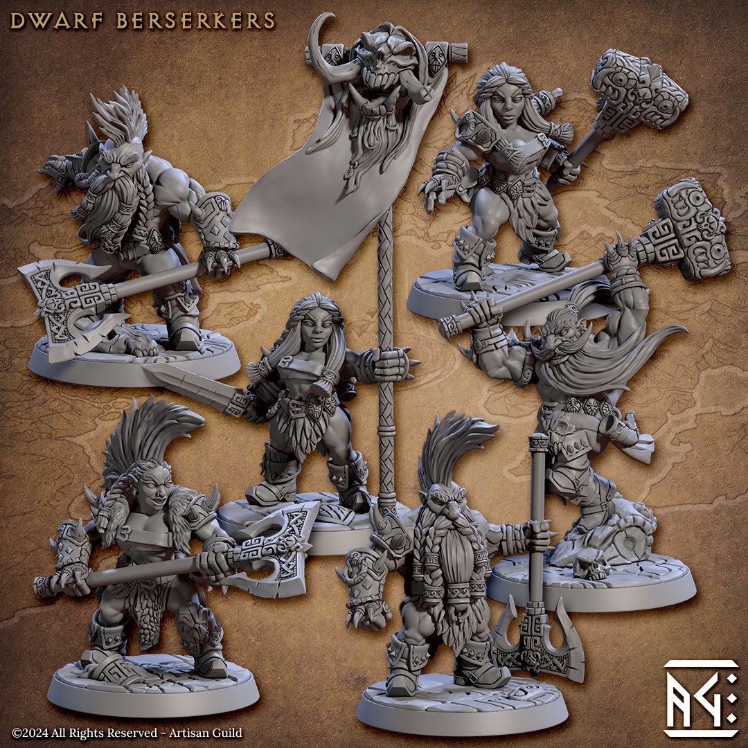 Dnd Dwarf Berserker Miniatures Bundle, D&D Dungeon Quest Set Dungeons ...