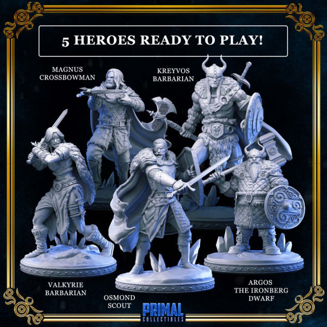 Dnd Frozen Barbarian Playable Characters Miniatures Bundle Freezing ...
