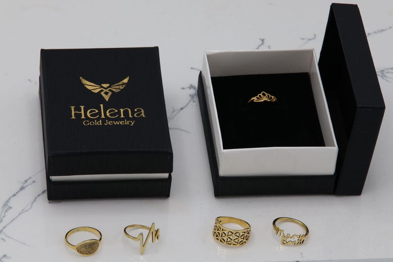 14K Solid Gold Heartbeat Ring, Handmade Lifeline Jewelry - Etsy